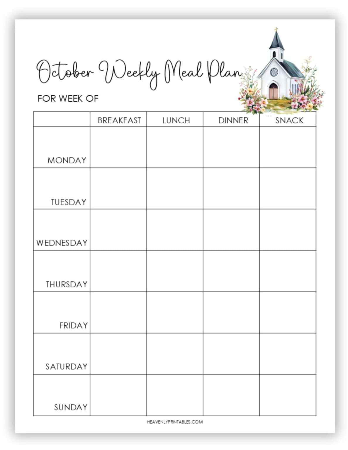 October Calendar Planner (Free PDF Printable) - Heavenly Printables