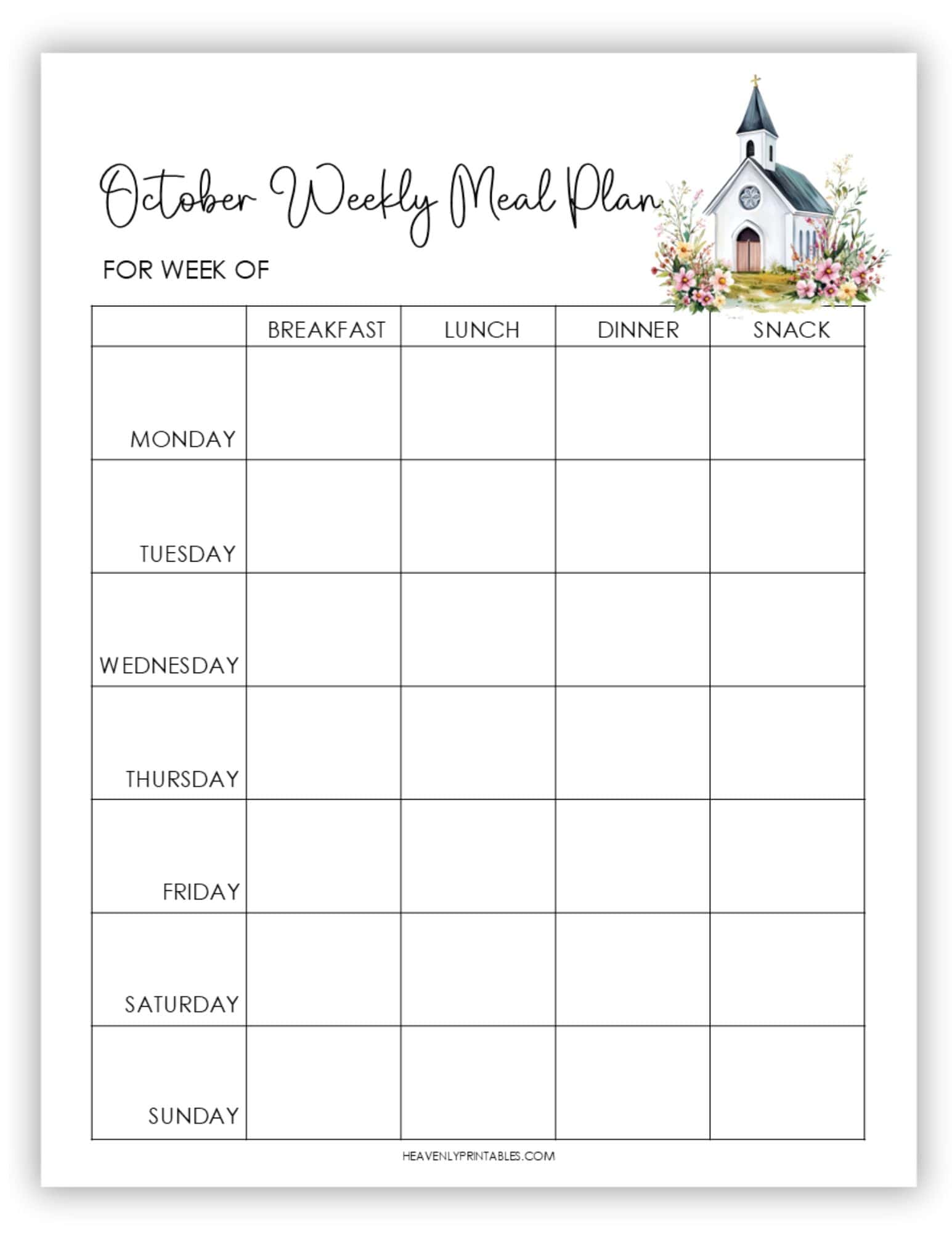 October Calendar Planner (Free PDF Printable) - Heavenly Printables