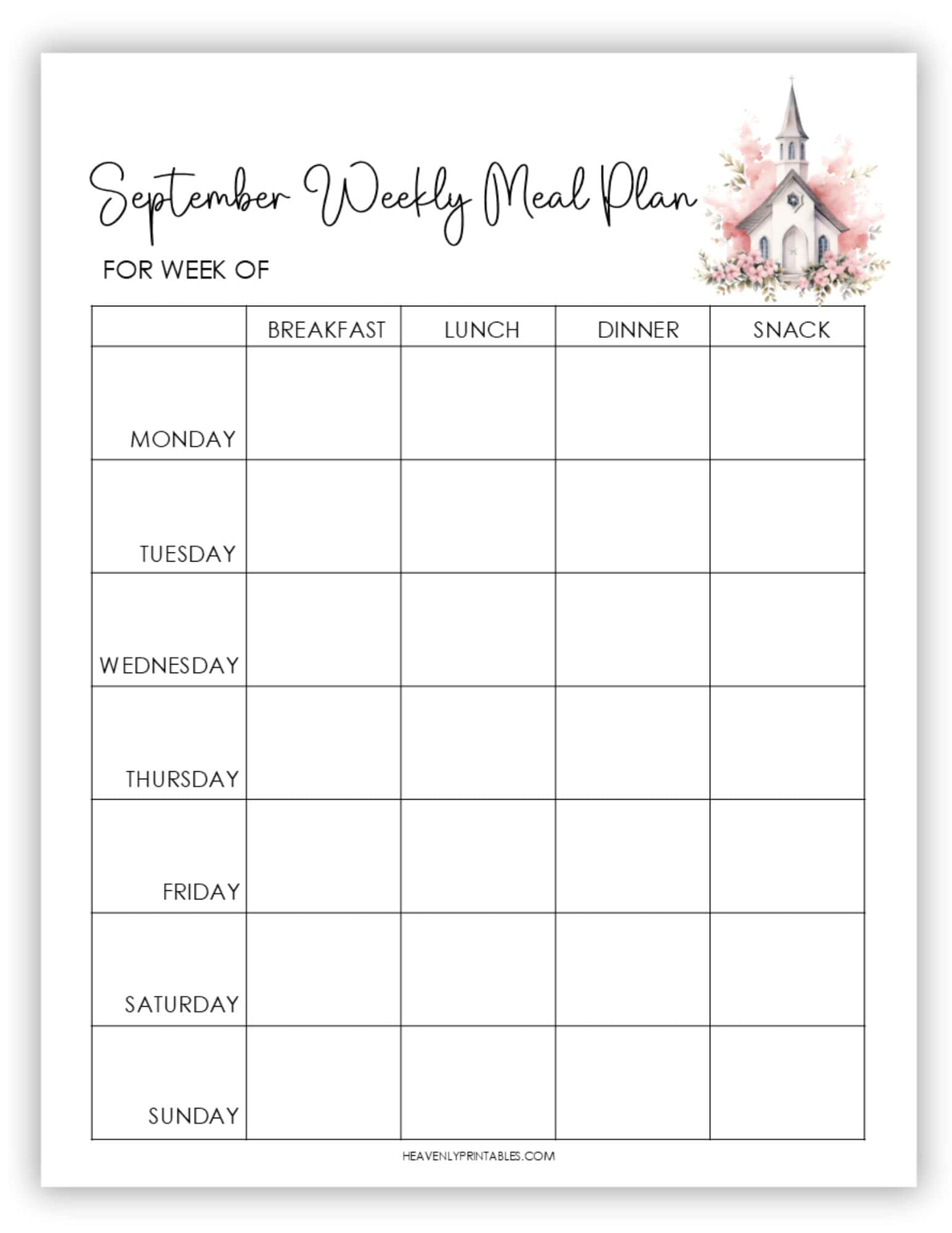 September Calendar Planner (Free PDF Printable) - Heavenly Printables