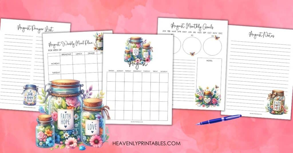 August Calendar Planner (Free PDF Printable) - Heavenly Printables