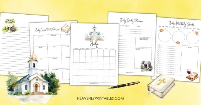July Calendar Planner (Free PDF Printable) - Heavenly Printables
