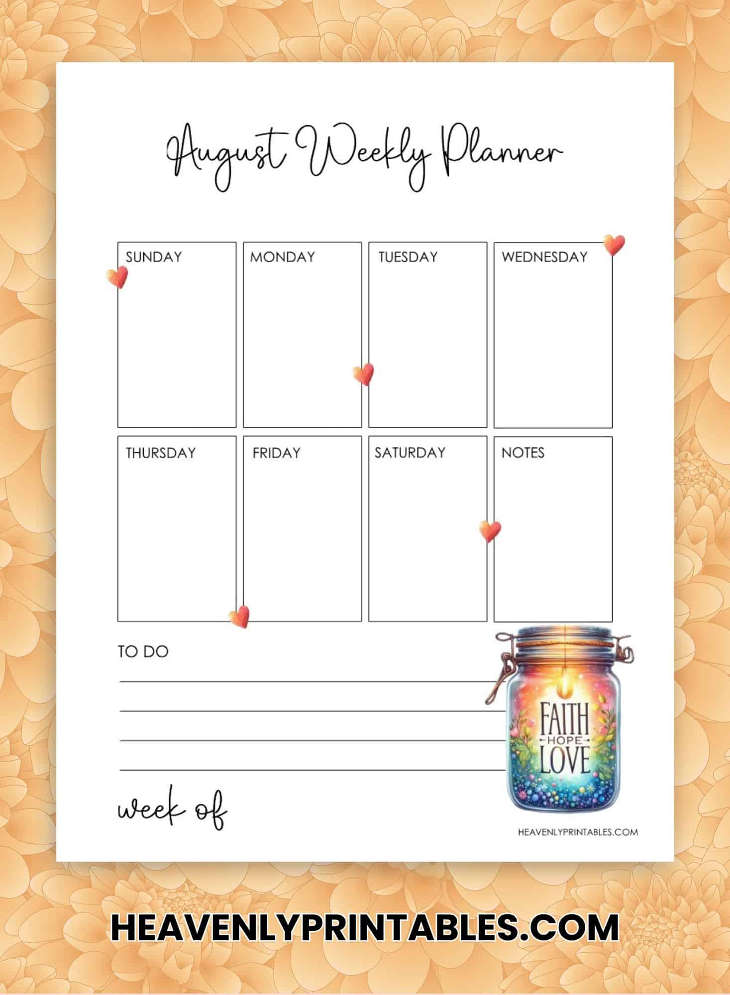 August Calendar Planner (Free PDF Printable) - Heavenly Printables