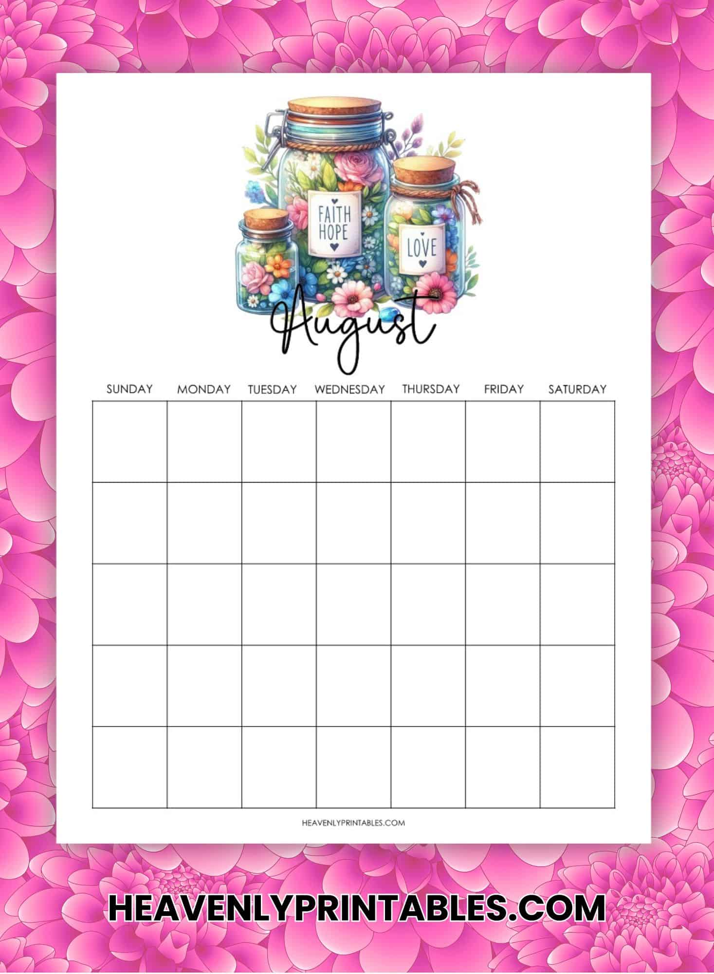August Calendar Planner (Free PDF Printable) - Heavenly Printables