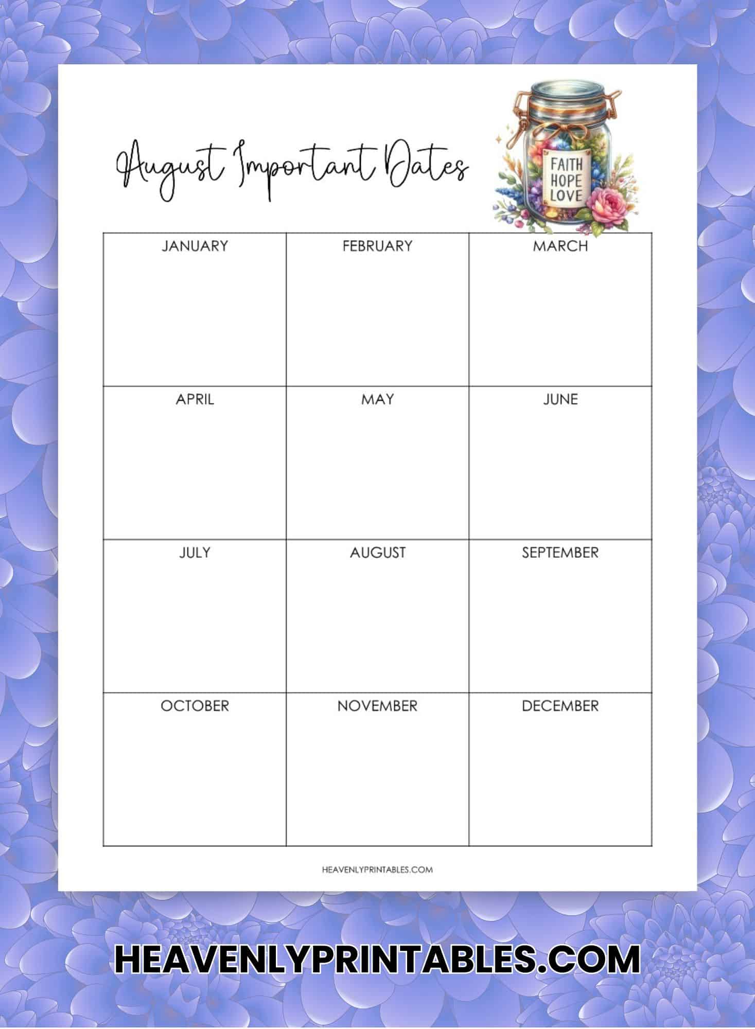 August Calendar Planner (Free PDF Printable) - Heavenly Printables