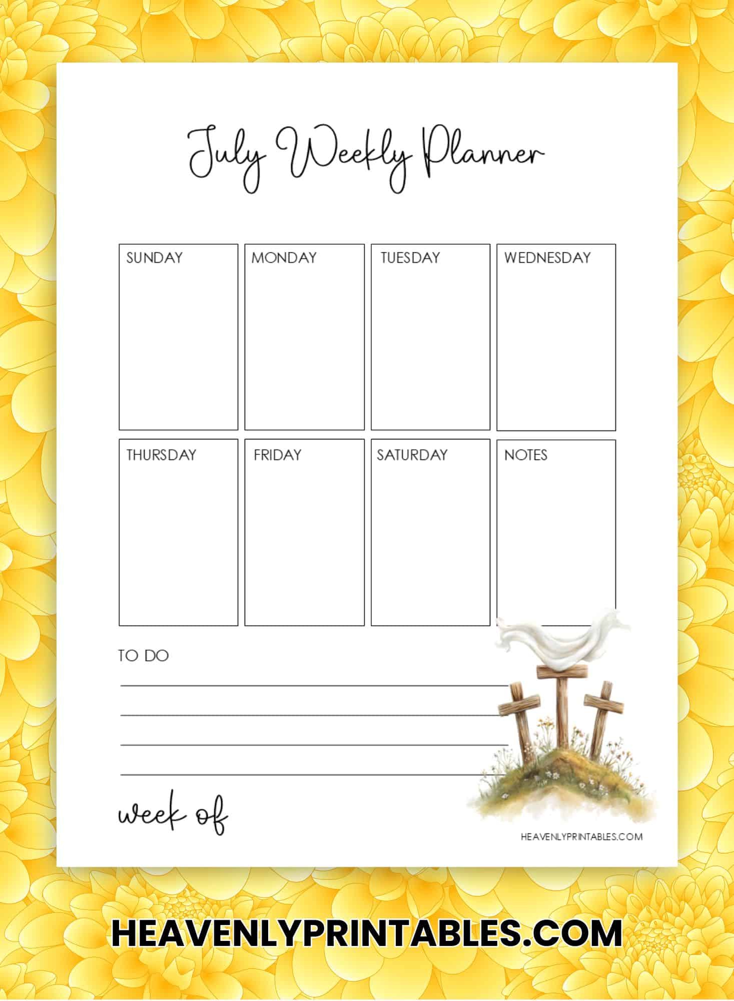 July Calendar Planner (Free PDF Printable) - Heavenly Printables