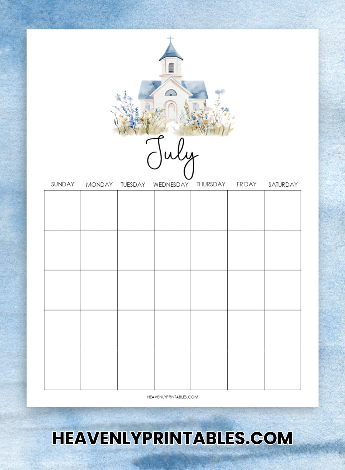 July Calendar Planner (Free PDF Printable) - Heavenly Printables