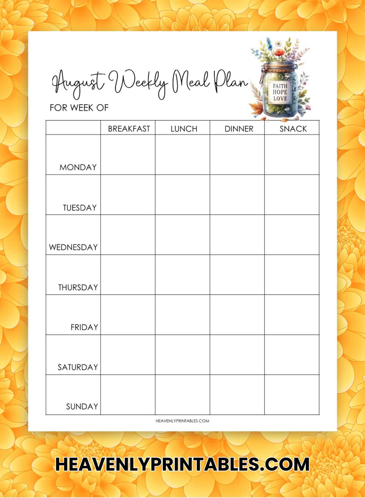 August Calendar Planner (Free PDF Printable) - Heavenly Printables