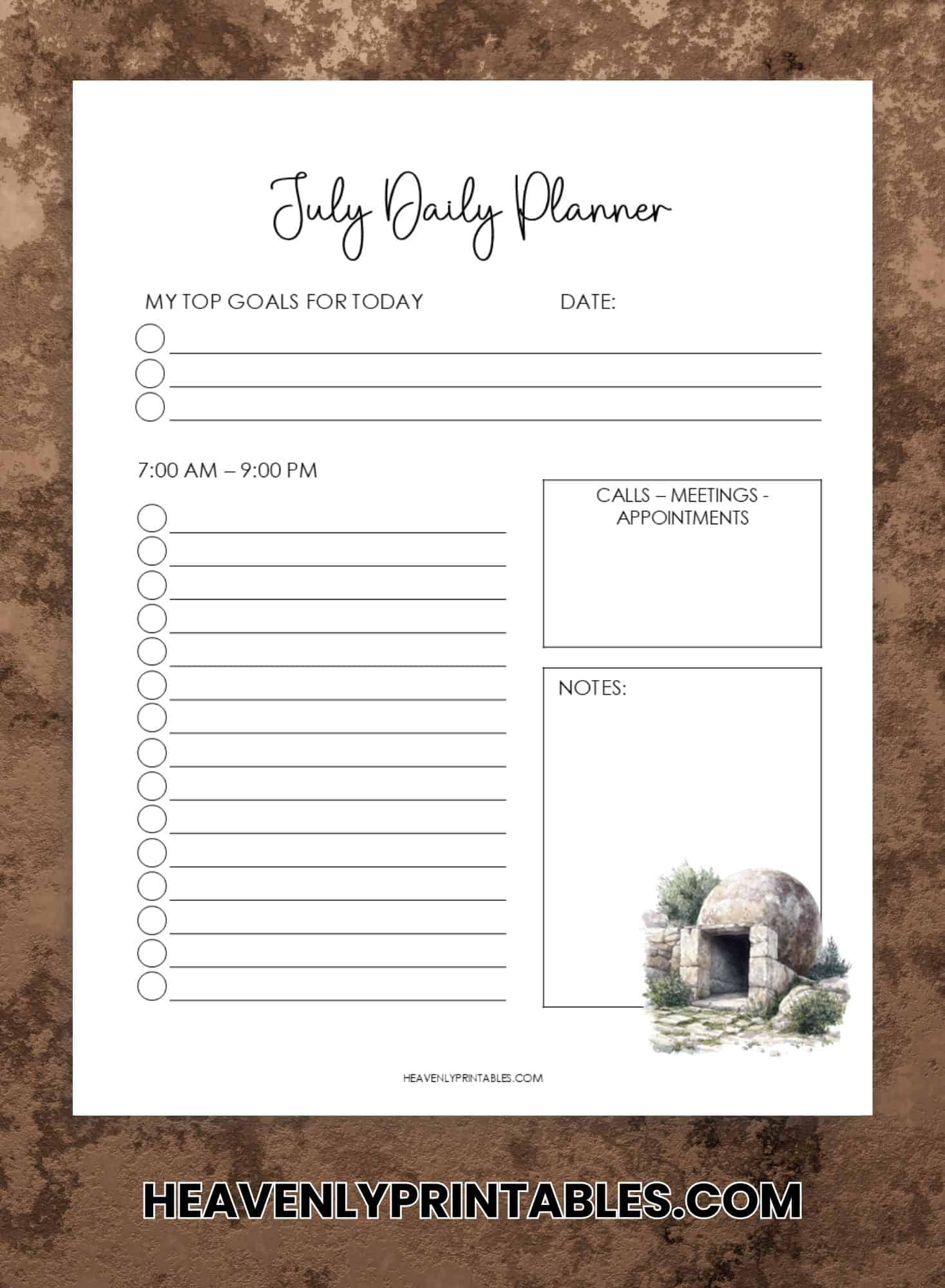 July Calendar Planner (Free PDF Printable) - Heavenly Printables