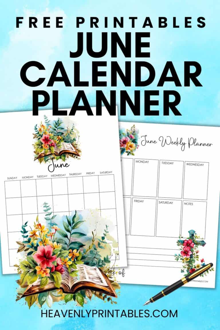 June Calendar Planner (Free PDF Printable) - Heavenly Printables