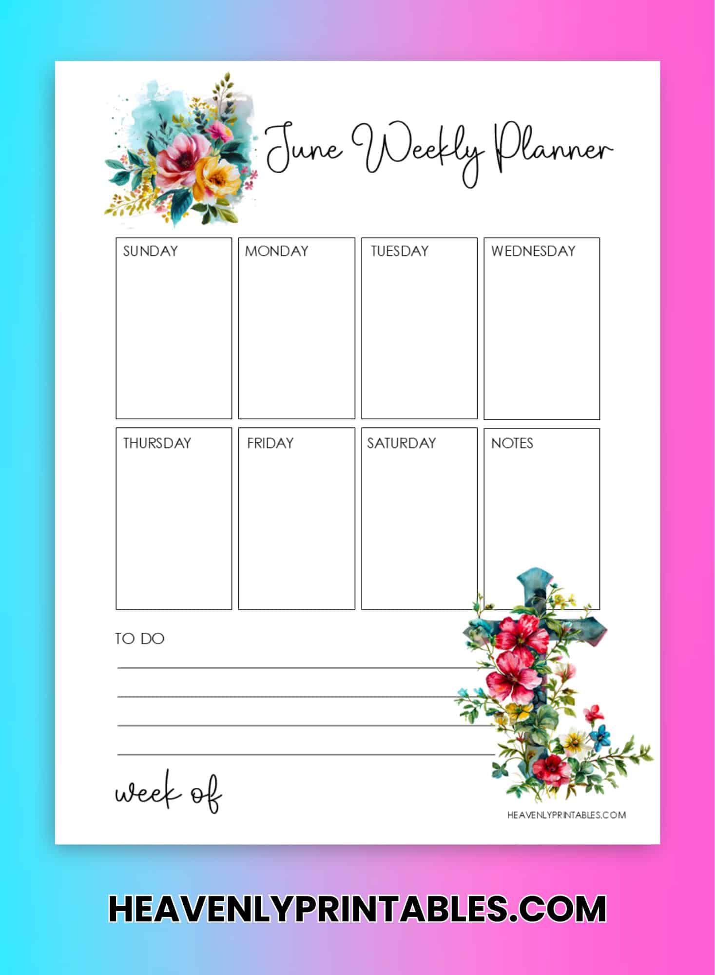 June Calendar Planner (Free PDF Printable) - Heavenly Printables