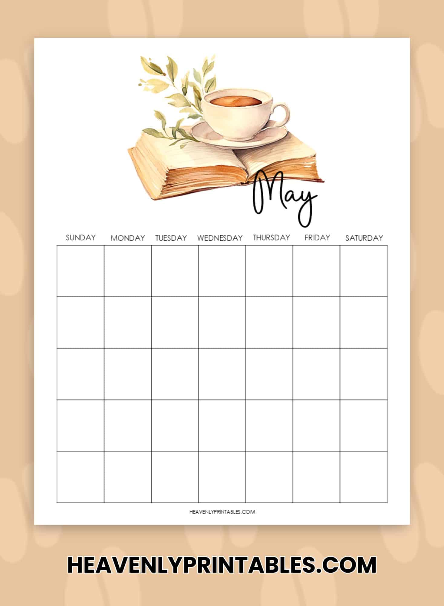 May Calender Planner (Free PDF Printable) - Heavenly Printables
