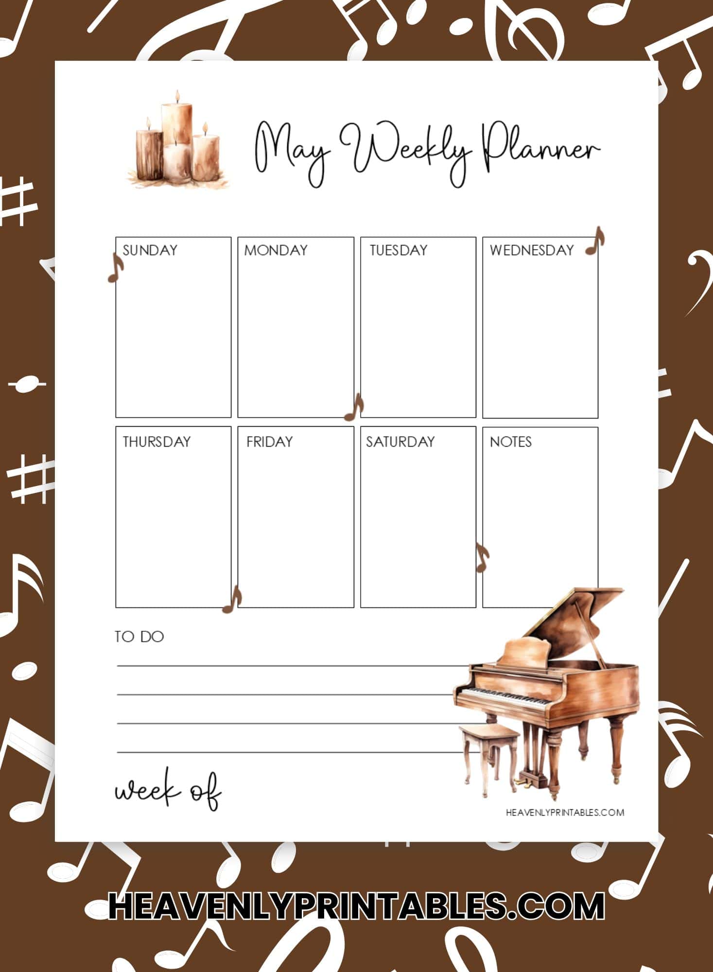 May Calender Planner (Free PDF Printable) - Heavenly Printables