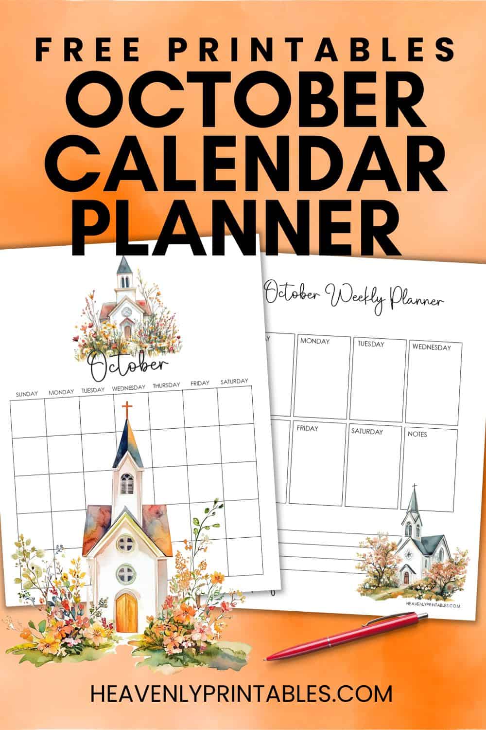 October Calendar Planner (Free PDF Printable) - Heavenly Printables