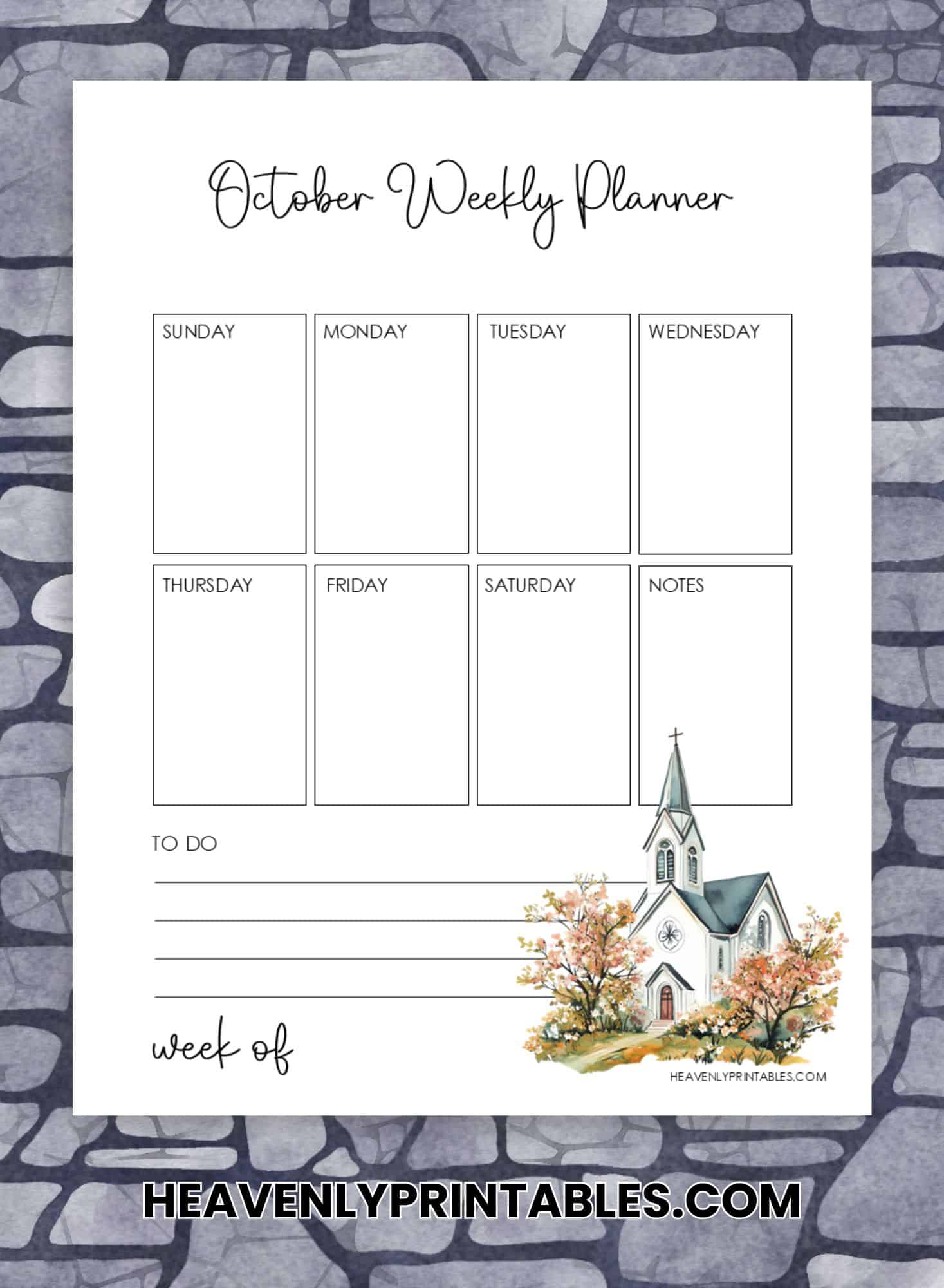 October Calendar Planner (Free PDF Printable) - Heavenly Printables