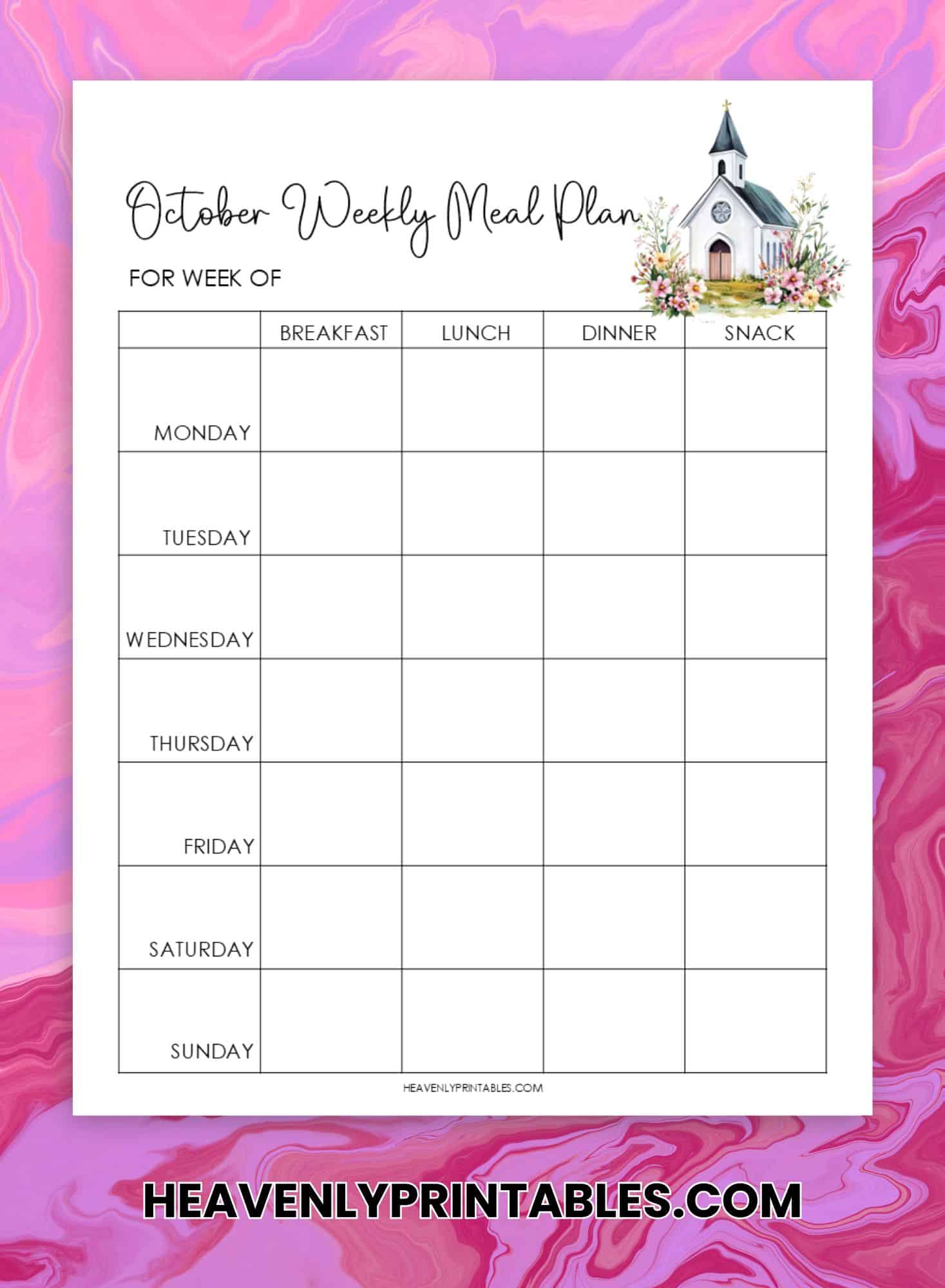 October Calendar Planner (Free PDF Printable) - Heavenly Printables
