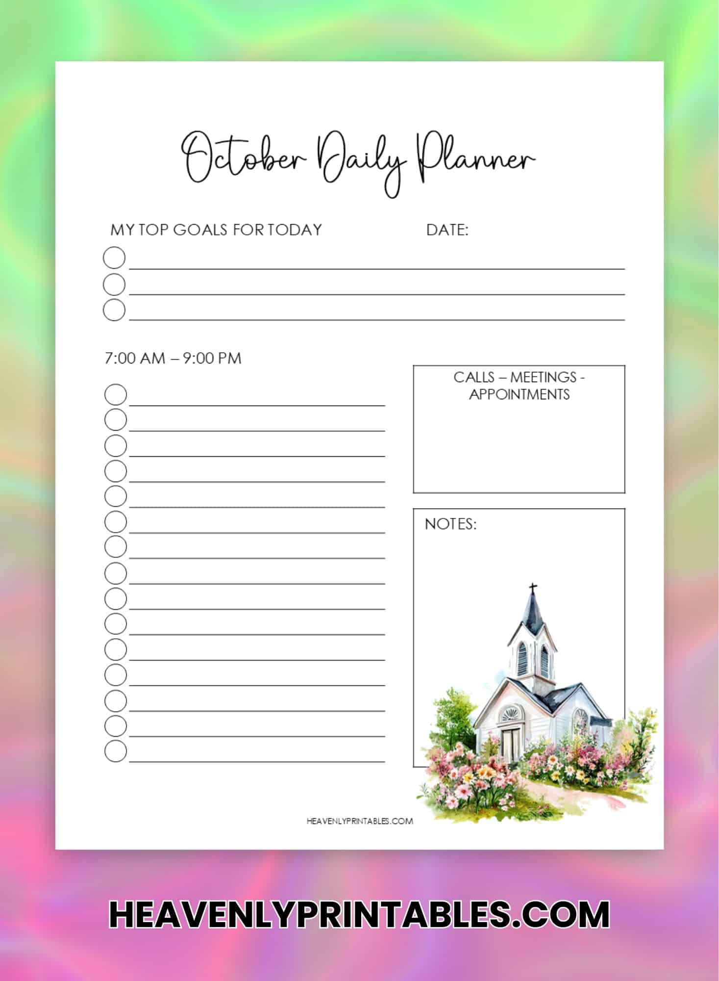 October Calendar Planner (Free PDF Printable) - Heavenly Printables