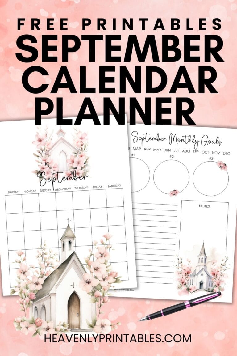 September Calendar Planner (Free PDF Printable) - Heavenly Printables