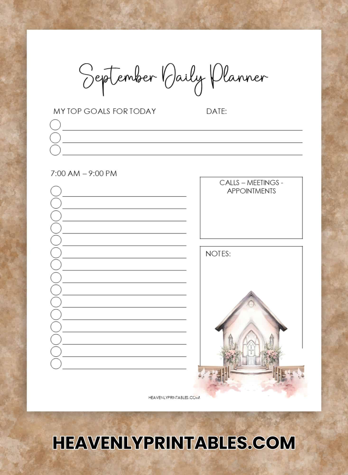 September Calendar Planner (Free PDF Printable) - Heavenly Printables