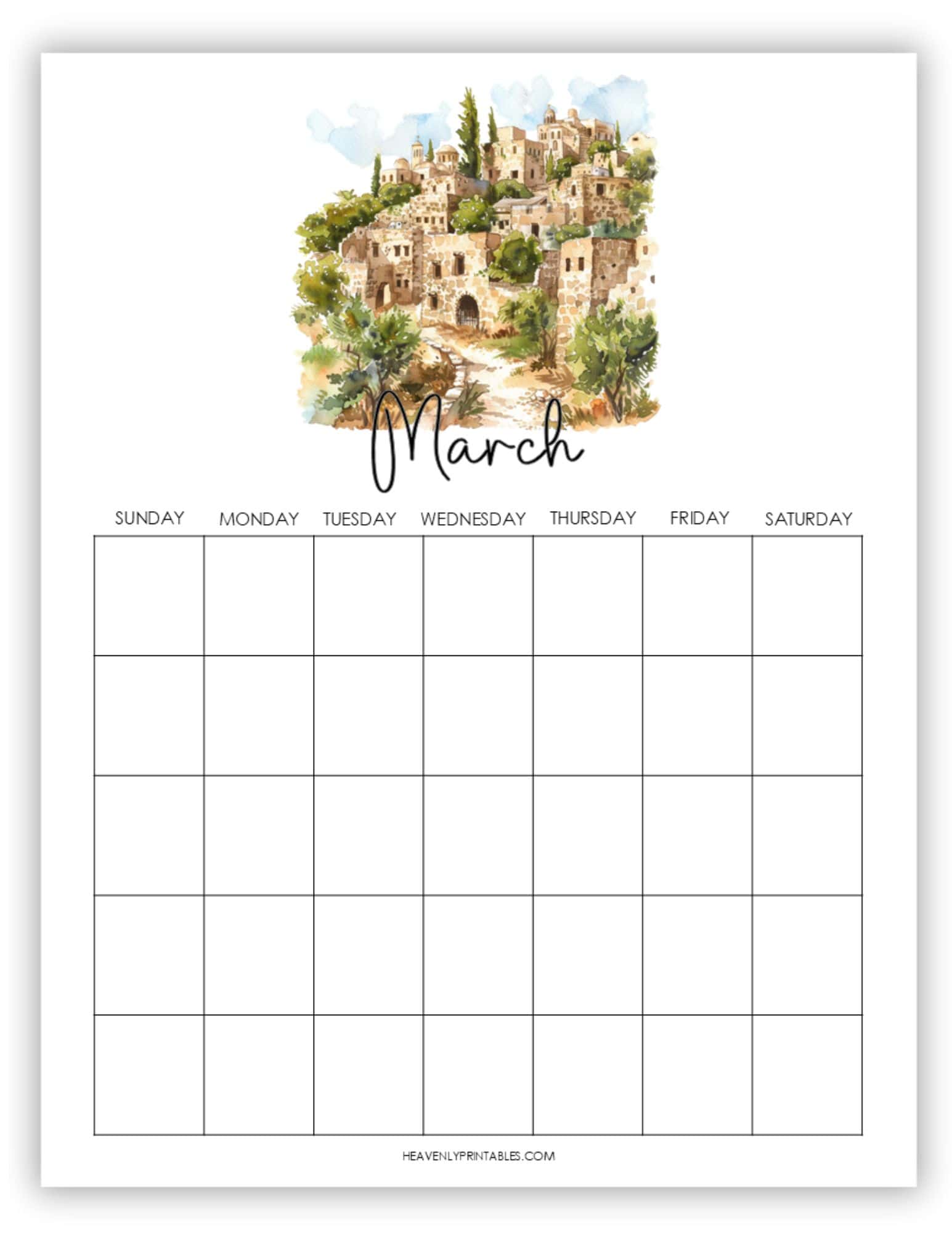 March Calendar Planner (Free PDF Printable) - Heavenly Printables