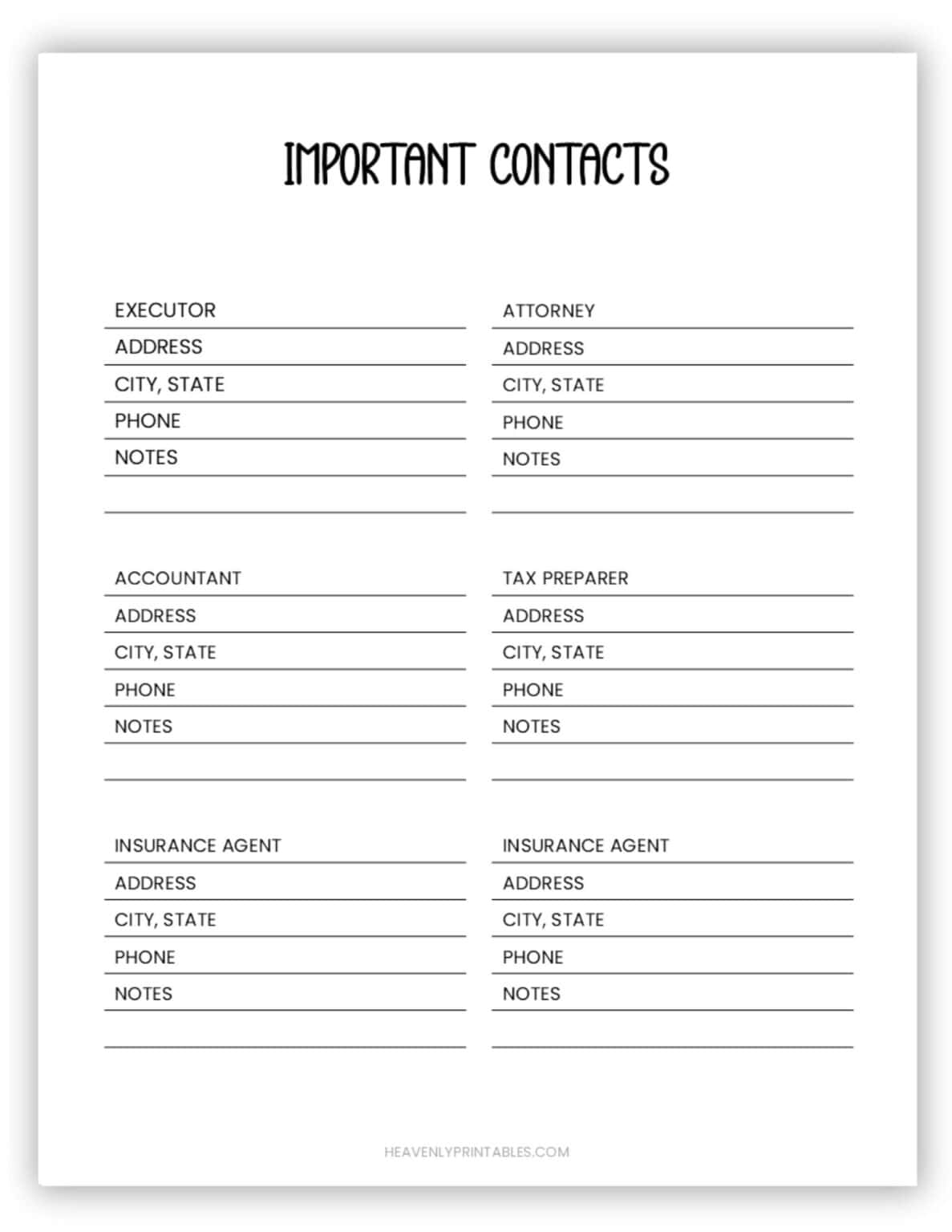 Final Wishes Planner (Free PDF Printable) - Heavenly Printables