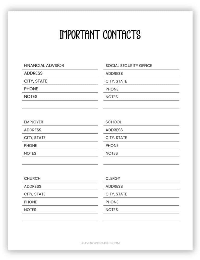 Final Wishes Planner (Free PDF Printable) - Heavenly Printables