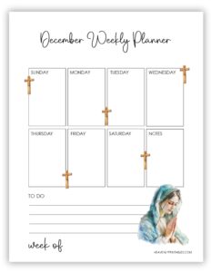 December Calendar Planner (Free PDF Printable) - Heavenly Printables