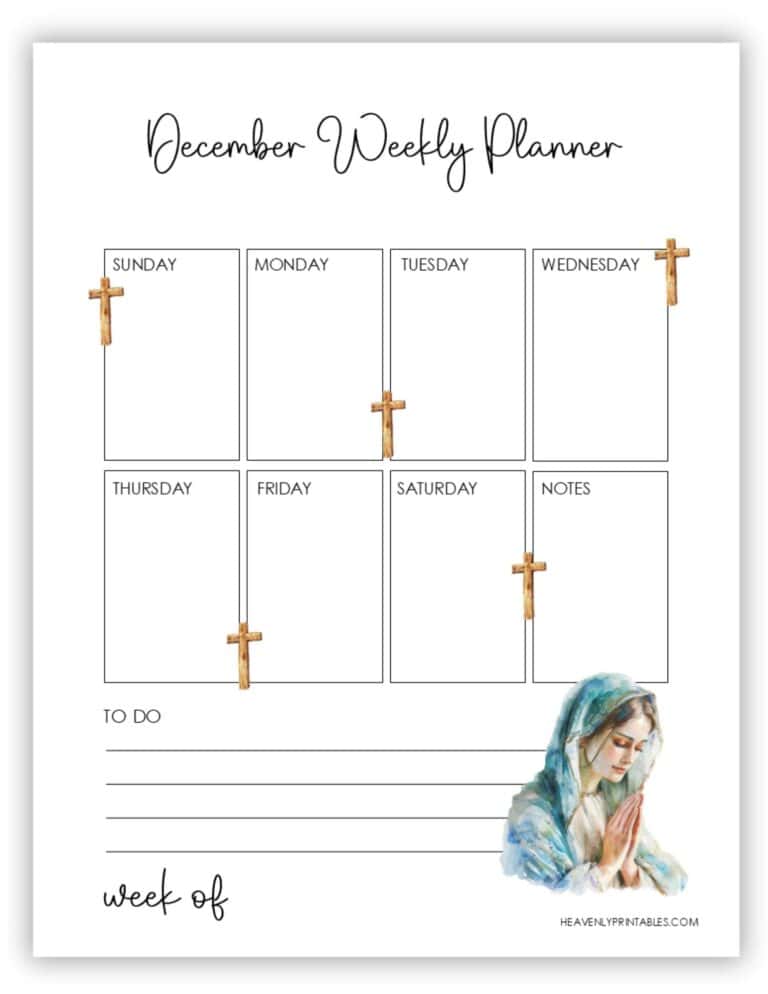 December Calendar Planner (Free PDF Printable) - Heavenly Printables