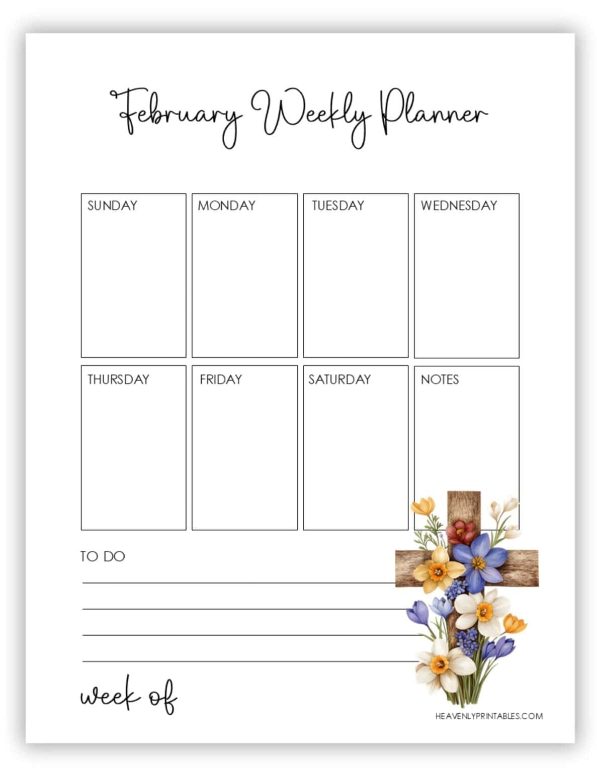 February Calendar Planner (Free PDF Printable) - Heavenly Printables