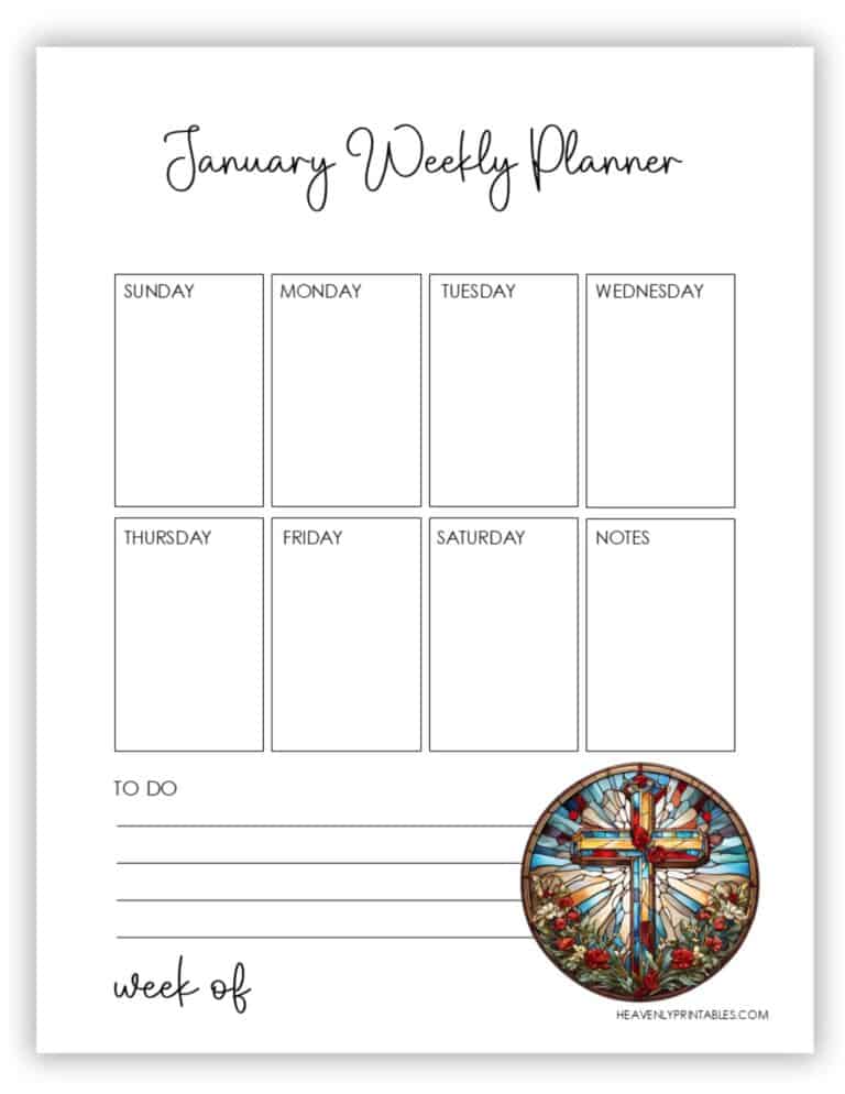January Calendar Planner (Free PDF Printable) - Heavenly Printables