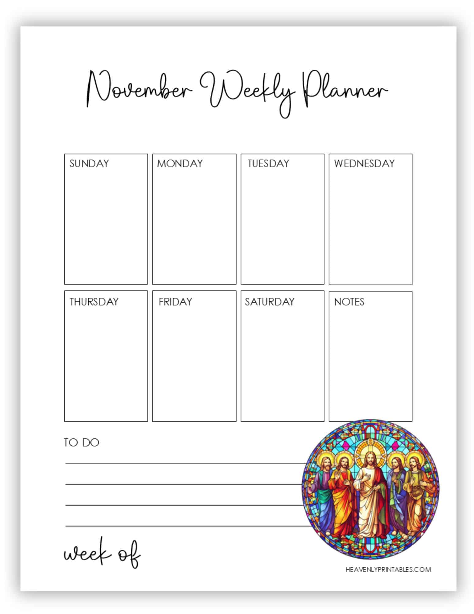 November Calendar Planner (Free PDF Printable) - Heavenly Printables
