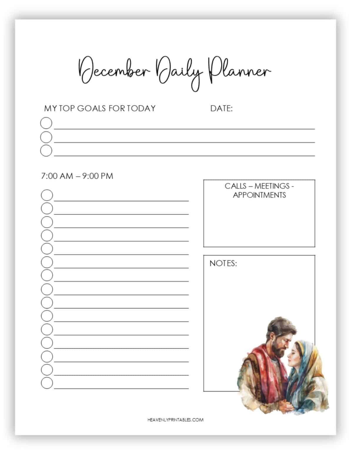December Calendar Planner (Free PDF Printable) - Heavenly Printables