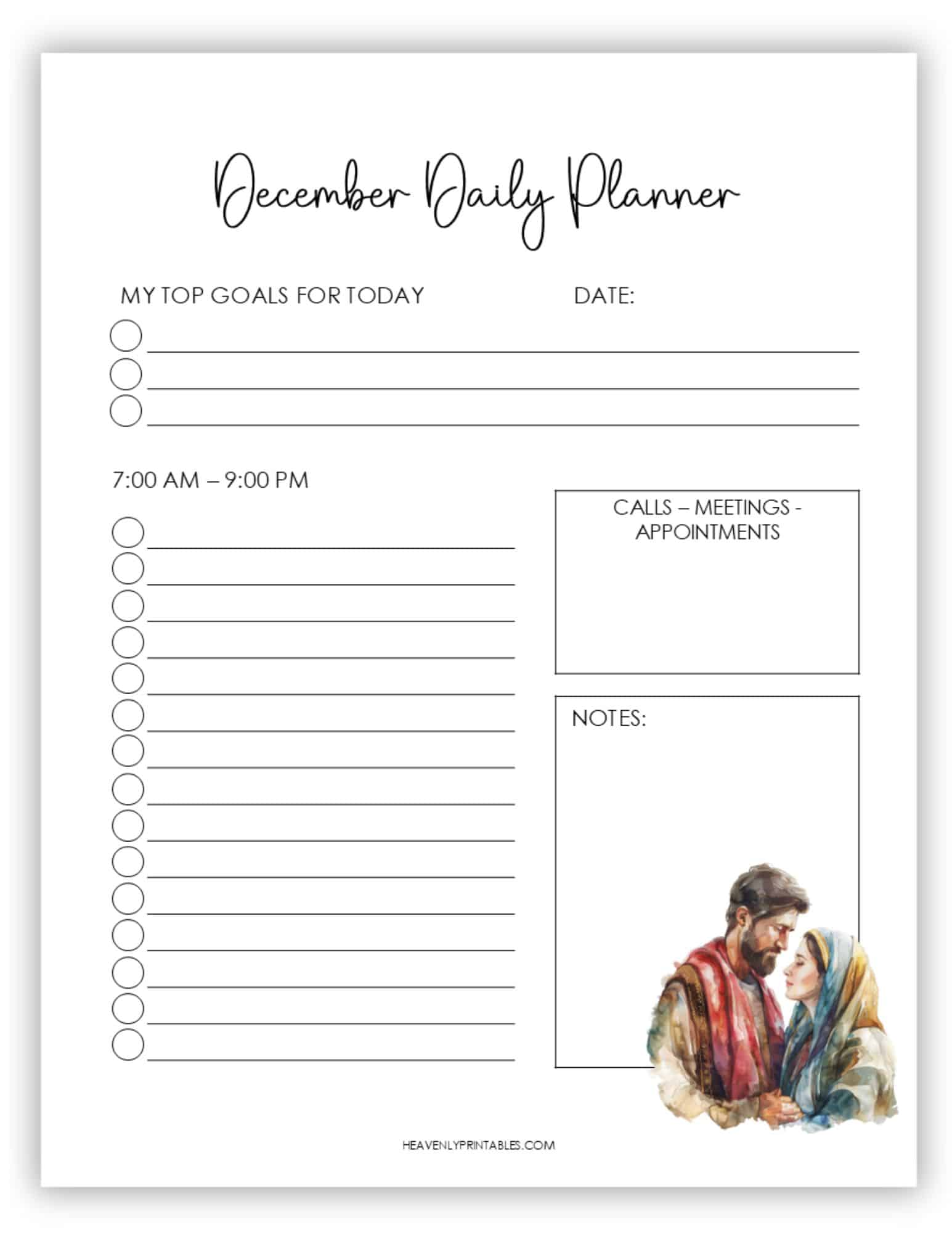 December Calendar Planner (Free PDF Printable) - Heavenly Printables