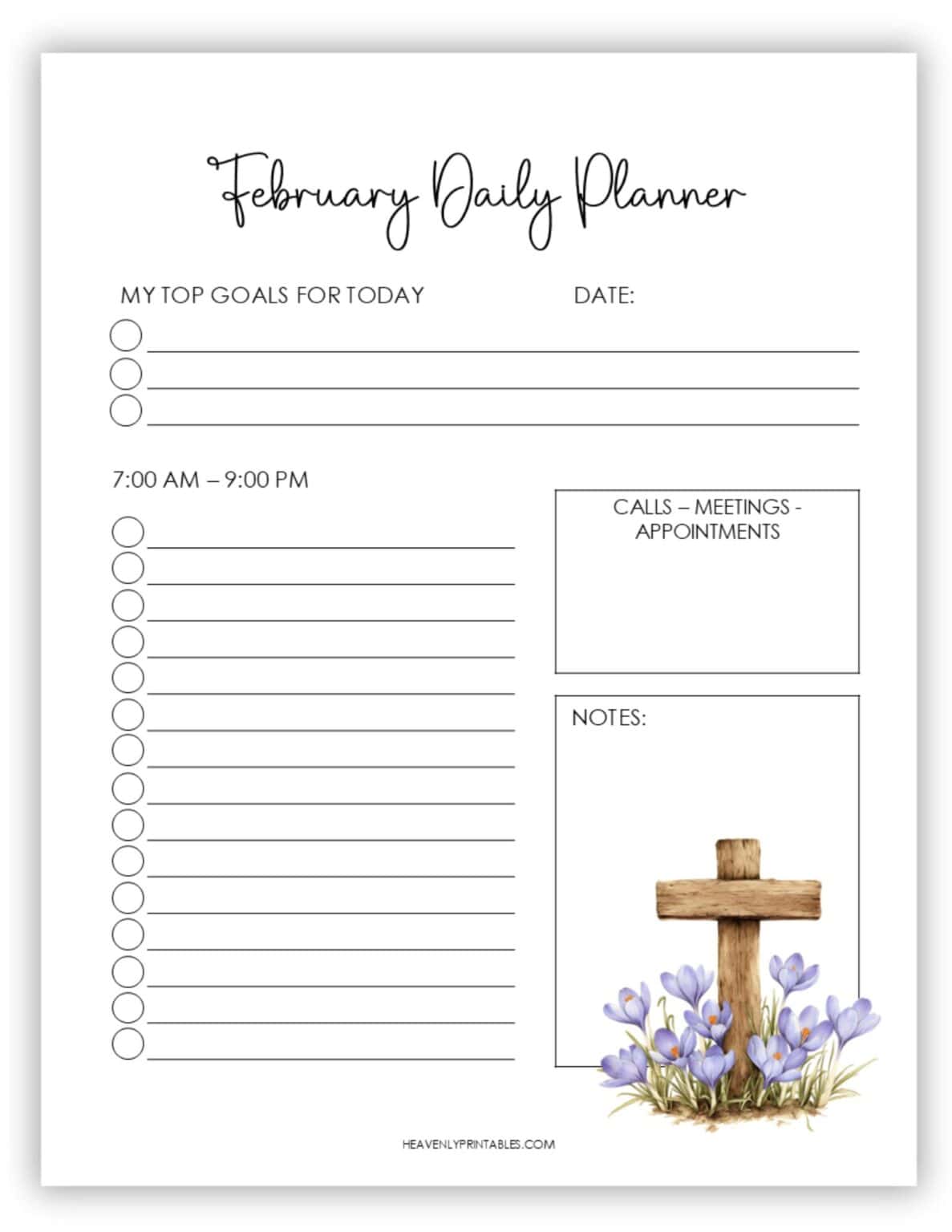 February Calendar Planner (Free PDF Printable) - Heavenly Printables