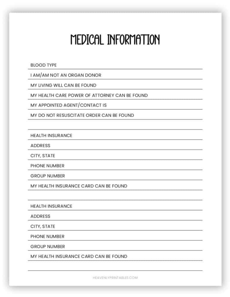 Final Wishes Planner (Free PDF Printable) - Heavenly Printables