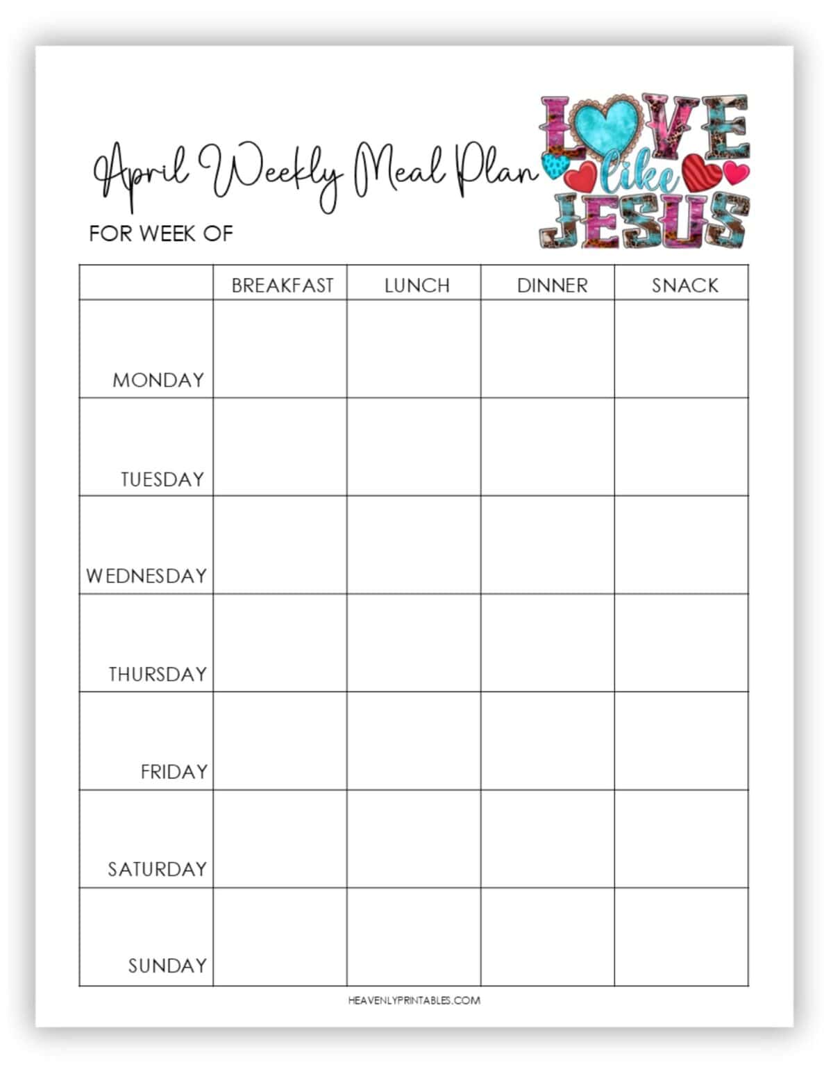 April Calendar Planner (Free PDF Printables) - Heavenly Printables