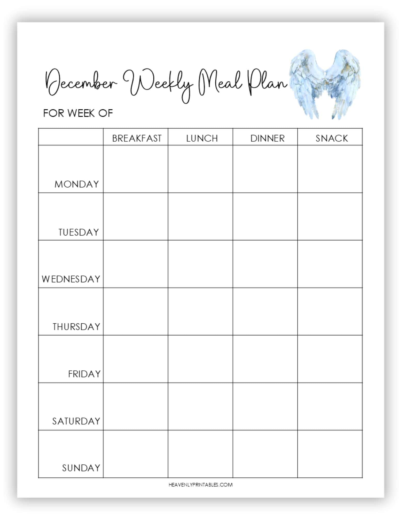 December Calendar Planner (Free PDF Printable) - Heavenly Printables