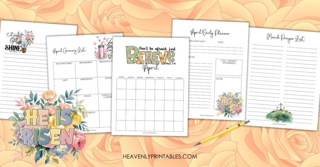 April Calendar Planner (Free PDF Printables) - Heavenly Printables