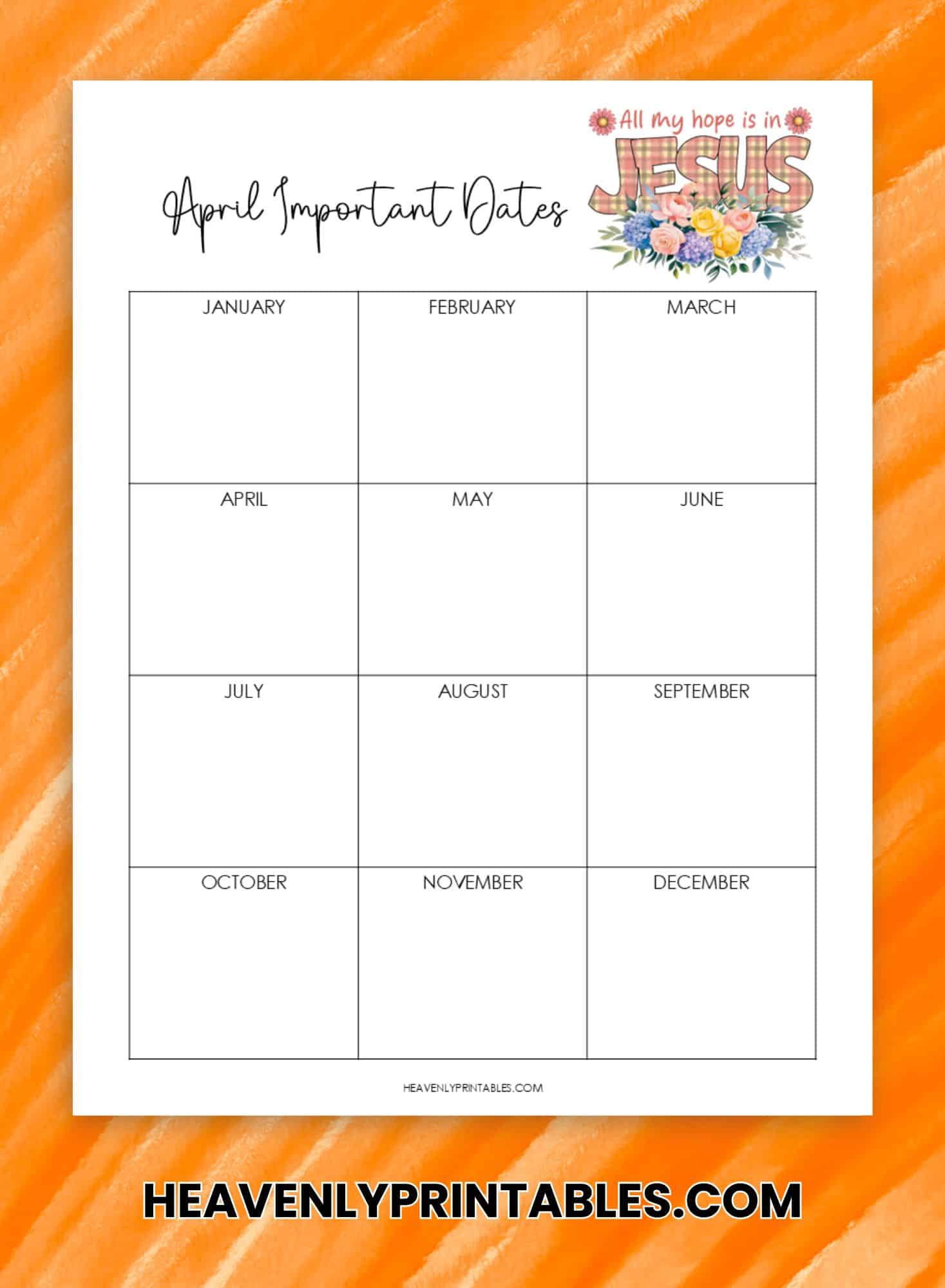 April Calendar Planner (Free PDF Printables) - Heavenly Printables