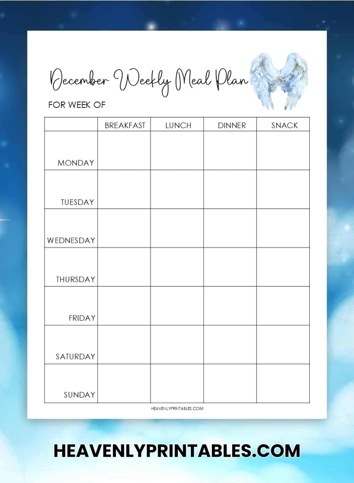 December Calendar Planner (Free PDF Printable) - Heavenly Printables