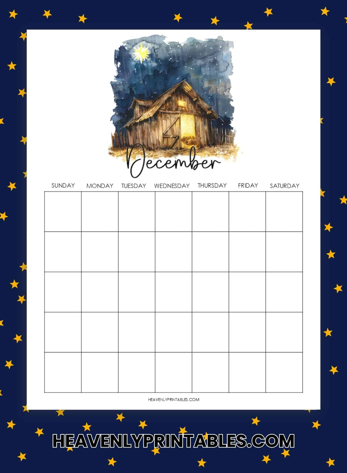 December Calendar Planner (Free PDF Printable) - Heavenly Printables