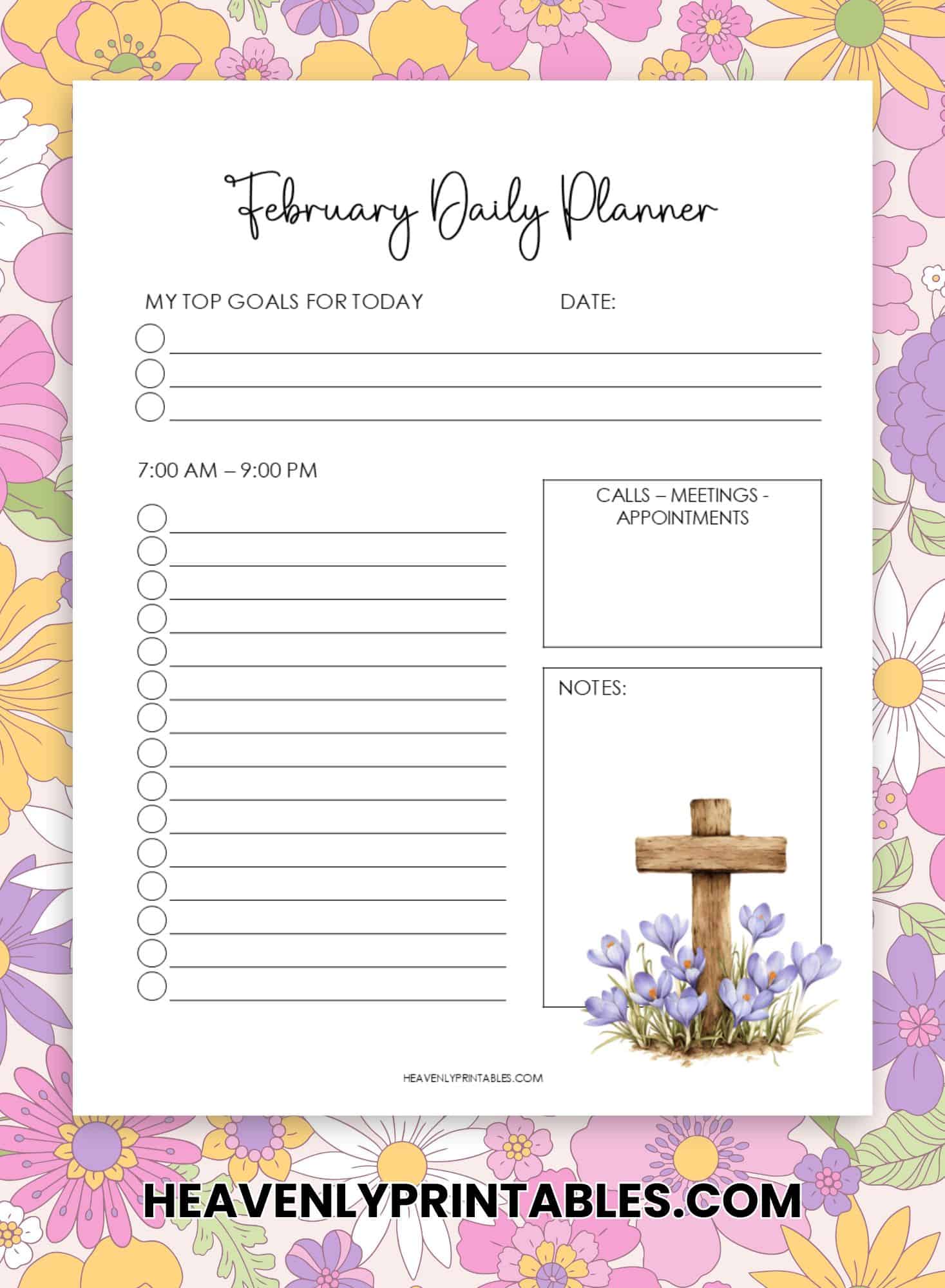 February Calendar Planner (Free PDF Printable) - Heavenly Printables