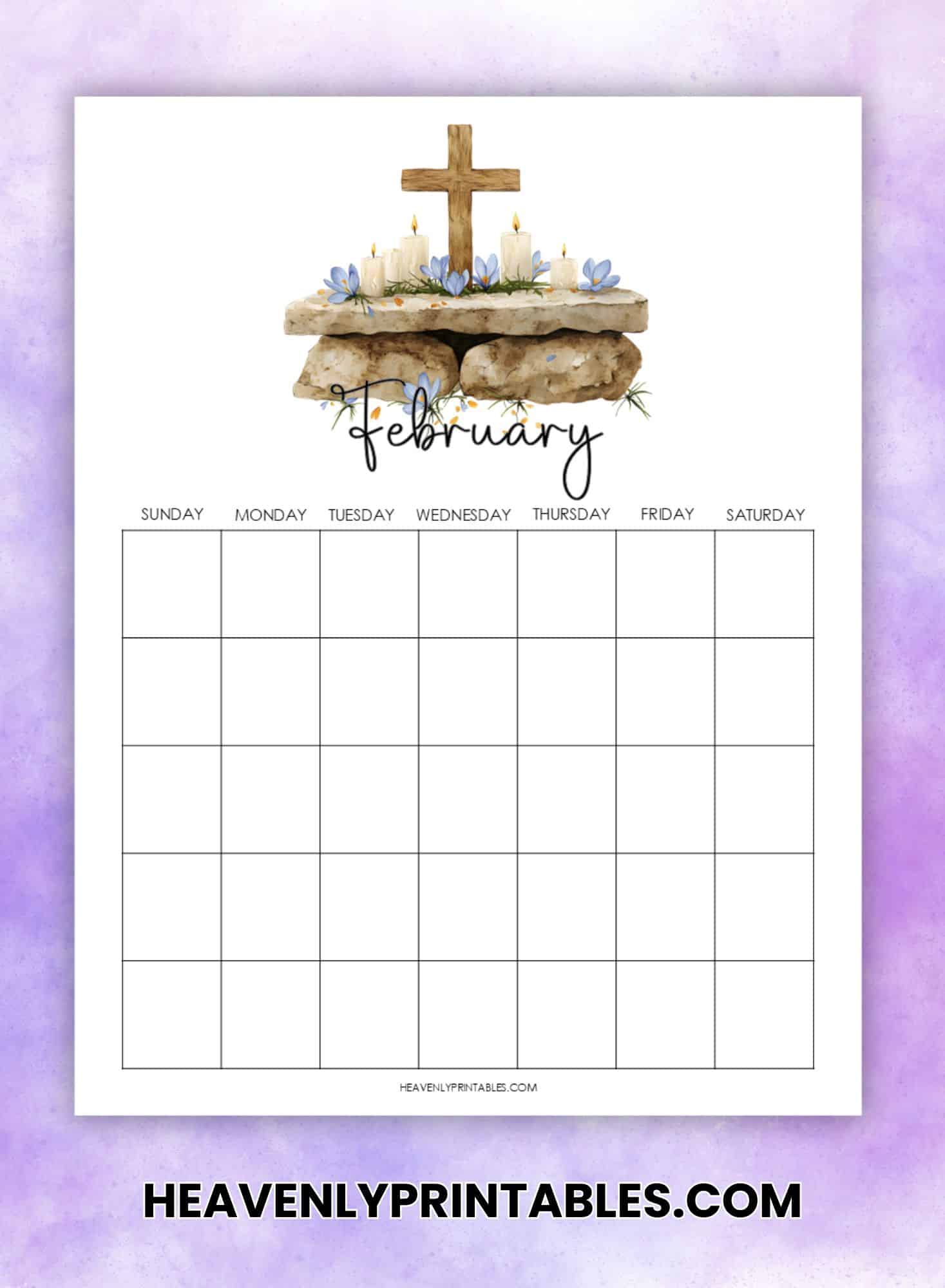 February Calendar Planner (Free PDF Printable) - Heavenly Printables
