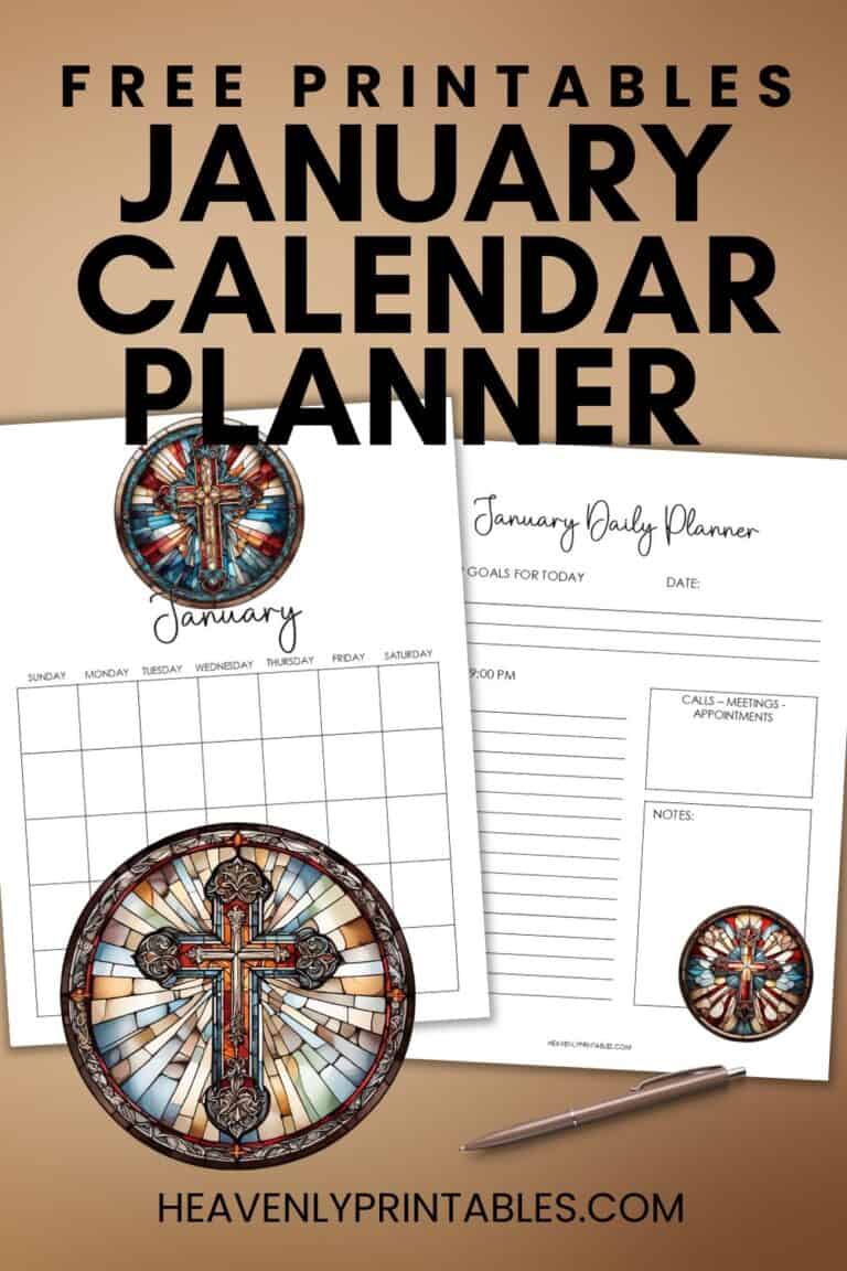 January Calendar Planner (Free PDF Printable) - Heavenly Printables