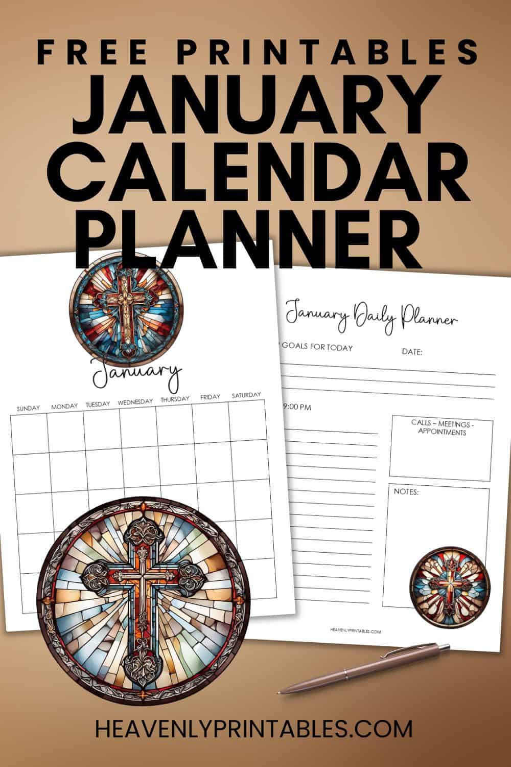 January Calendar Planner (Free PDF Printable) - Heavenly Printables