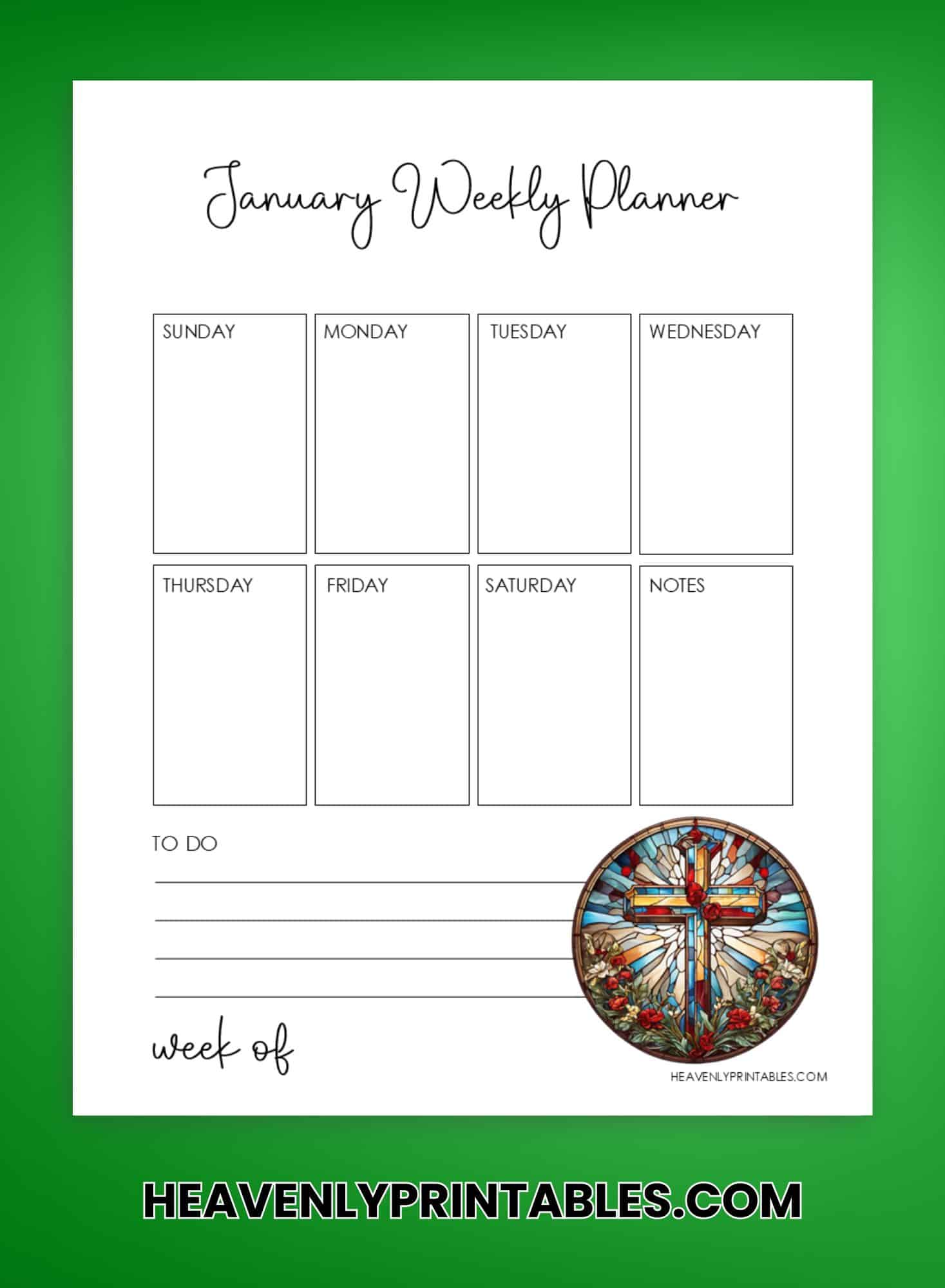 January Calendar Planner (Free PDF Printable) - Heavenly Printables