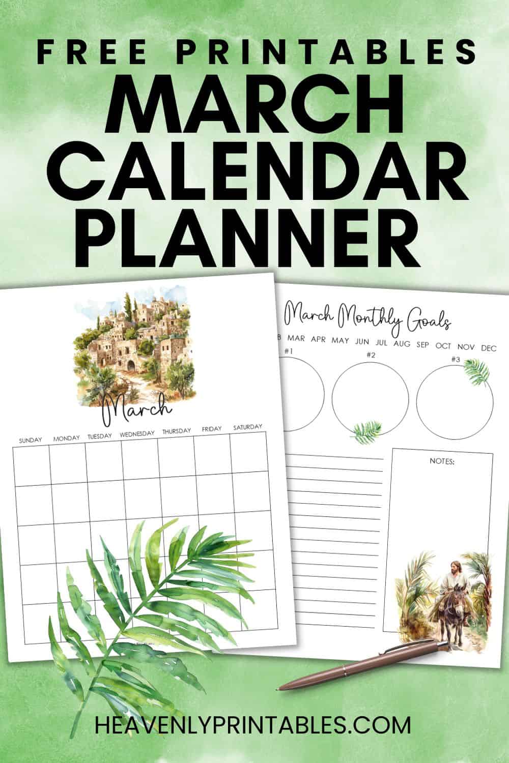 March Calendar Planner (Free PDF Printable) - Heavenly Printables